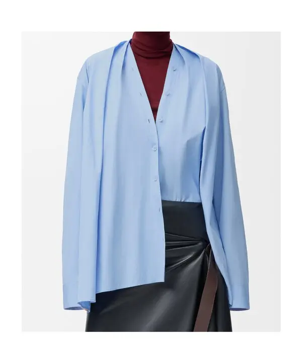 Loewe Cotton Shirt With Embroidered Letter Rearrangement - Sky-blue
