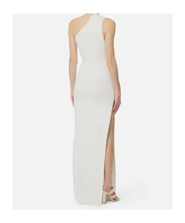 Elisabetta Franchi One-shoulder Milano Stitch Knit Gown - Ivory