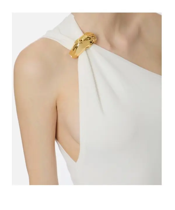 Elisabetta Franchi One-shoulder Milano Stitch Knit Gown - Ivory