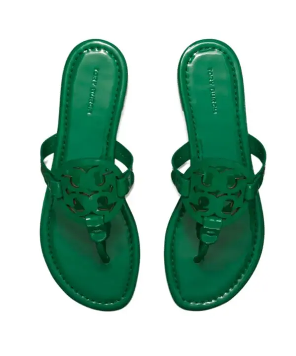 Tory Burch Miller Double T Slides - Grass