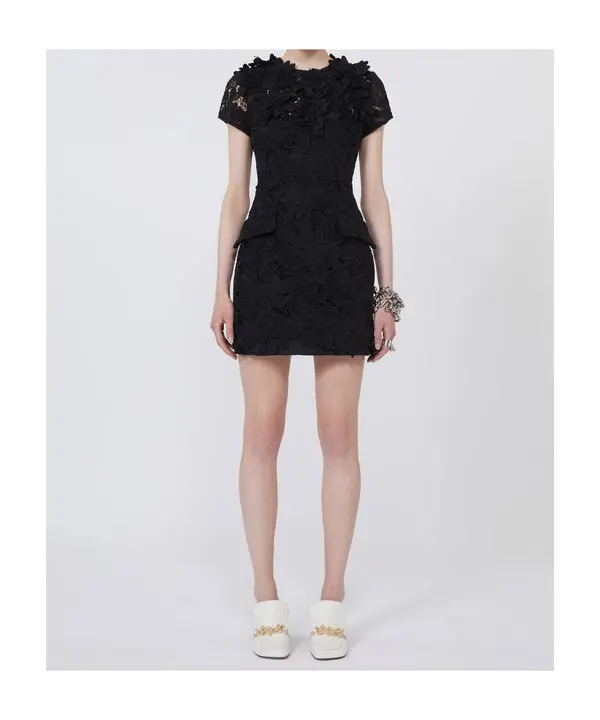 Sportmax Floral Appliqué Lace Mini Dress