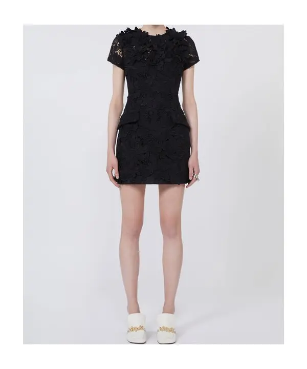 Sportmax Floral Appliqué Lace Mini Dress