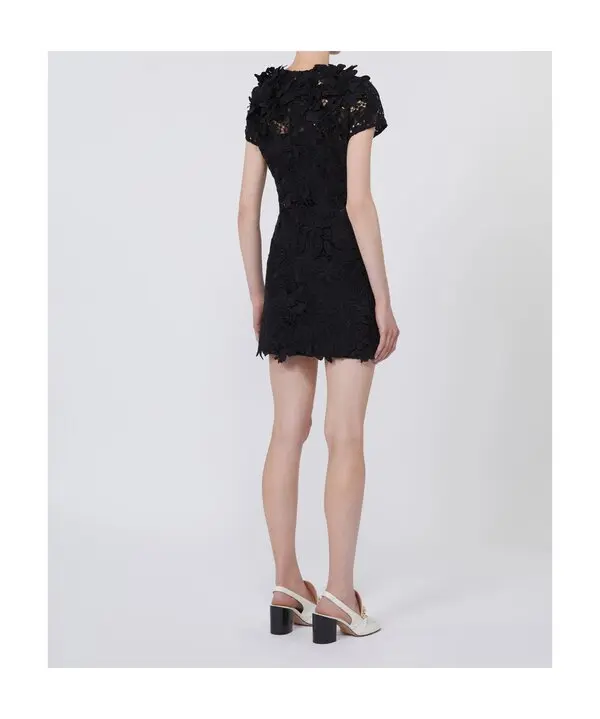 Sportmax Floral Appliqué Lace Mini Dress