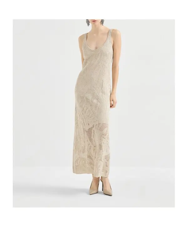 Brunello Cucinelli Crochet Maxi Dress