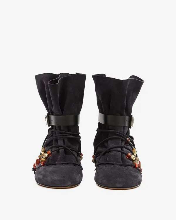 Isabel Marant Étoile Letiz Beaded Lace-up Boots - Black
