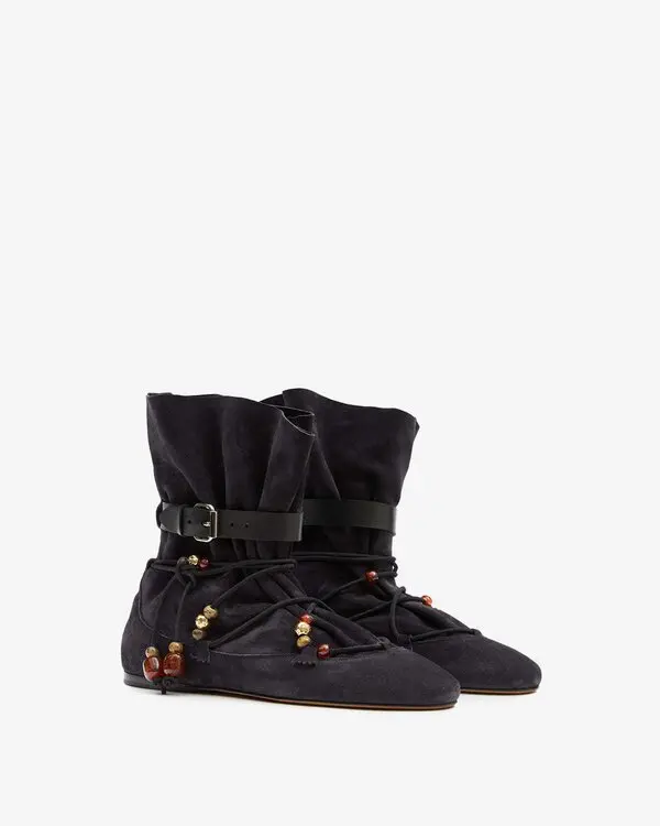 Isabel Marant Étoile Letiz Beaded Lace-up Boots - Black
