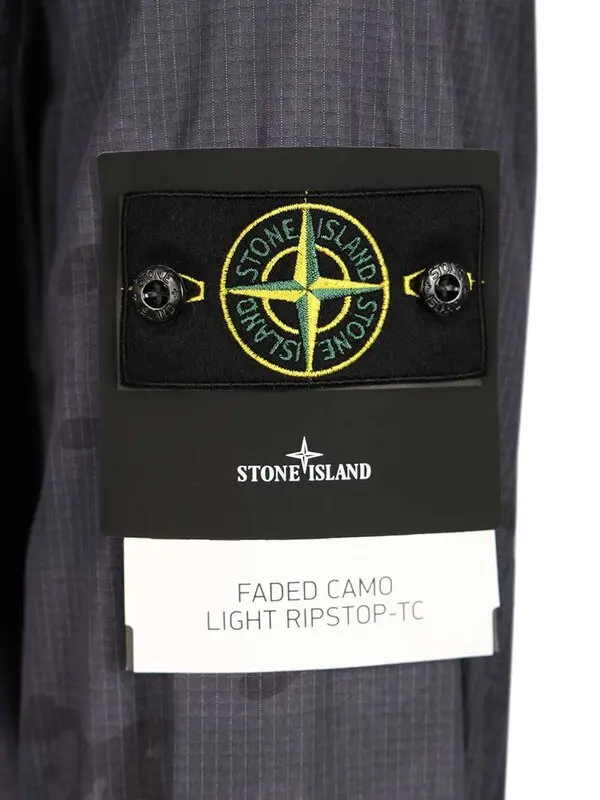 Stone Island Logo Patch Zip-up Jacket - Blue