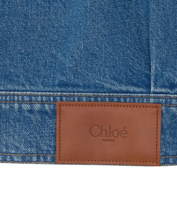 Chloé Cropped Collarless Denim Jacket - Light Blue