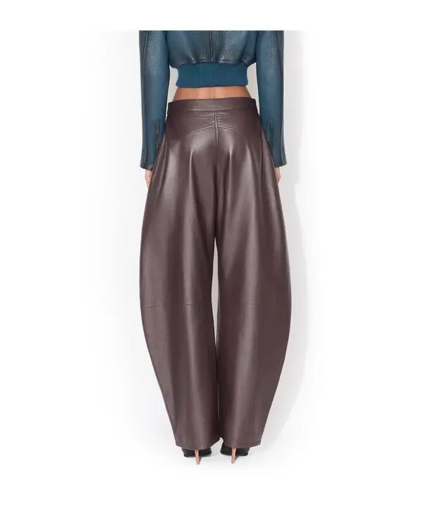 Alaïa Barrel Leg Low Round Leather Pants