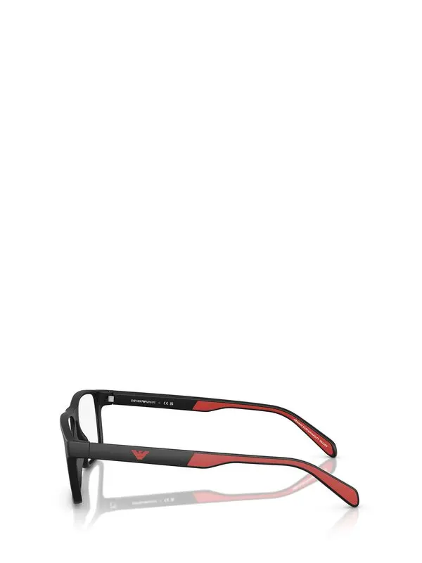 Emporio Armani Matte Effect Rectangular Full Rim Eyeglasses