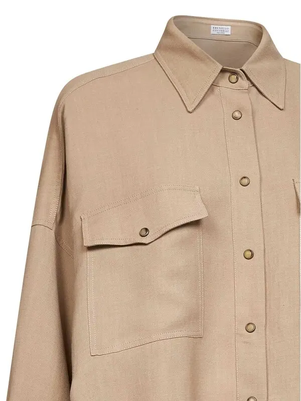 Brunello Cucinelli Fluid Twill Shirt - Beige