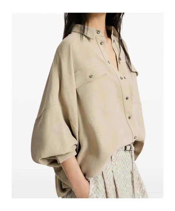 Brunello Cucinelli Fluid Twill Shirt - Beige