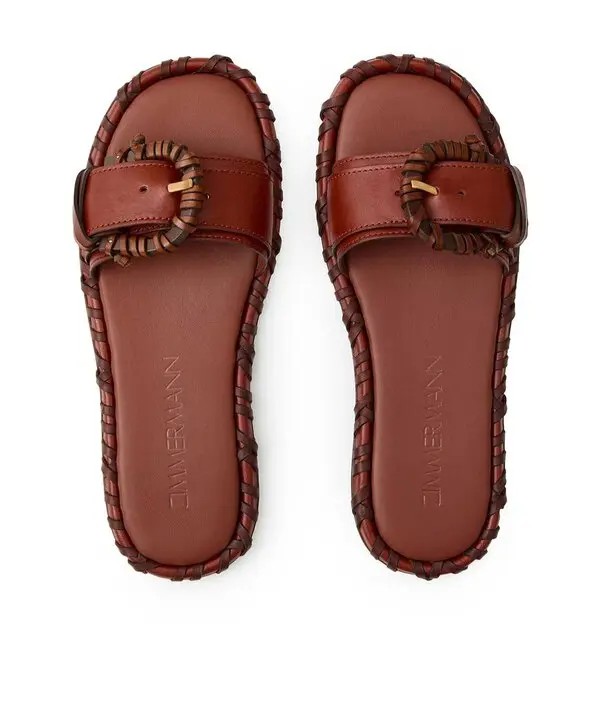 Zimmermann Alchemy Buckle Slippers - Brown