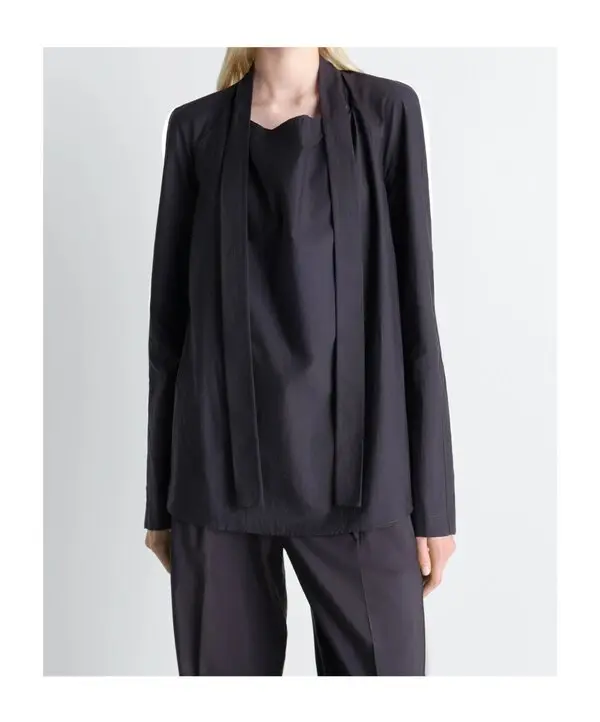 LEMAIRE Ascot Collar Relaxed Shirt - Squid Ink