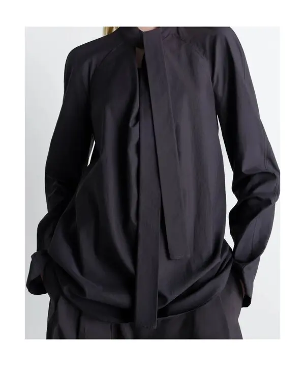 LEMAIRE Ascot Collar Relaxed Shirt - Squid Ink