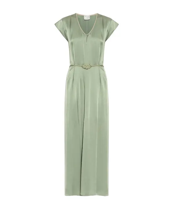 FORTE_FORTE V-neck Belted Dress - Khaki