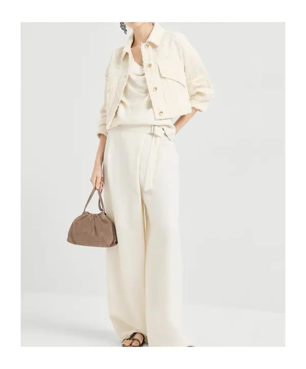 Brunello Cucinelli Fuzzy Dyed Denim Shirt Jacket - Light-colored