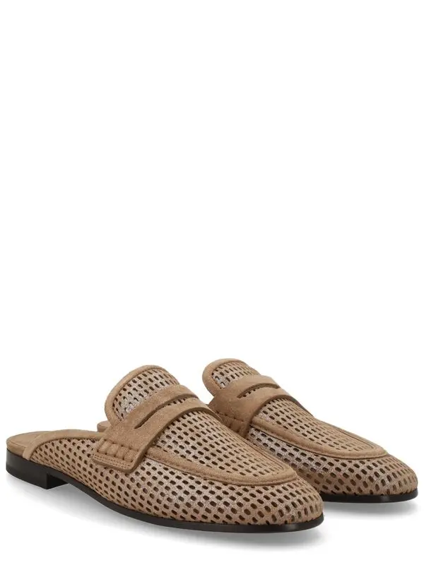 Brunello Cucinelli Perforated Net Flat Mules