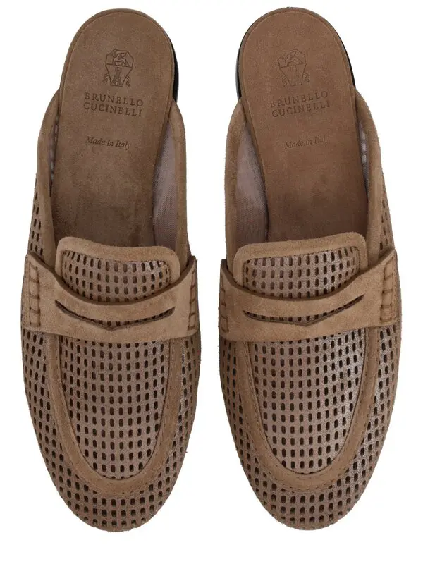 Brunello Cucinelli Perforated Net Flat Mules
