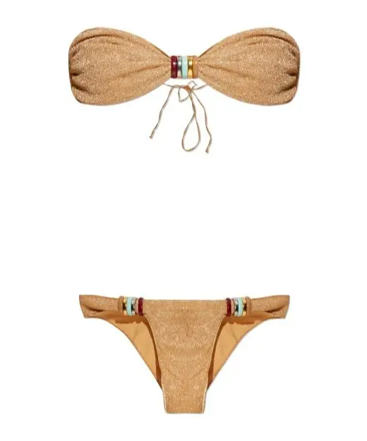 Oseree Embellished Glitter Bikini - Gold
