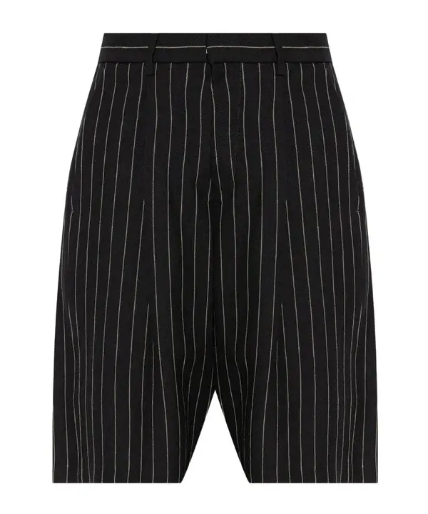 R13 Pinstriped Bermuda Shorts With Belt Loops And Pockets - Black And White Stripes