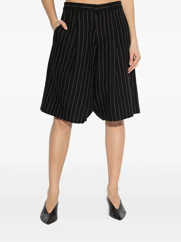 R13 Pinstriped Bermuda Shorts With Belt Loops And Pockets - Black And White Stripes