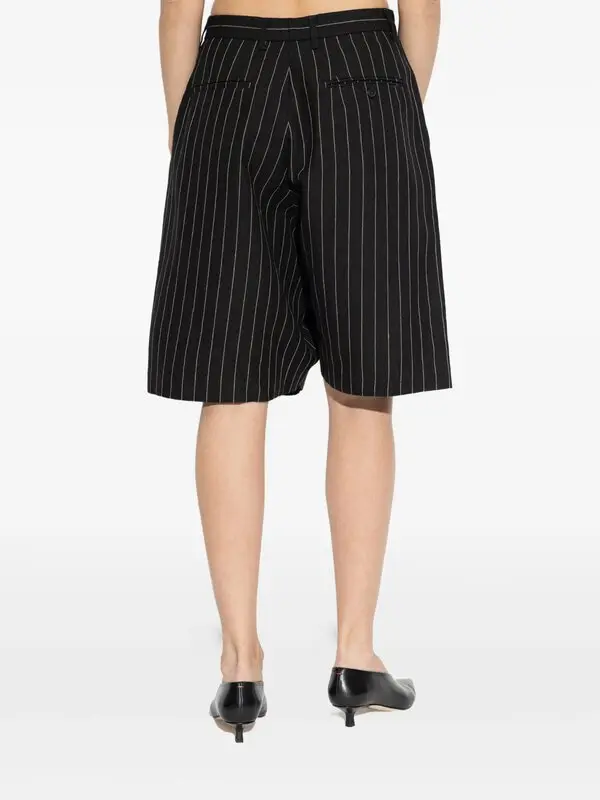 R13 Pinstriped Bermuda Shorts With Belt Loops And Pockets - Black And White Stripes