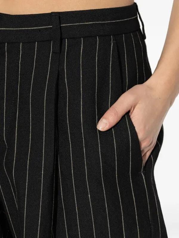 R13 Pinstriped Bermuda Shorts With Belt Loops And Pockets - Black And White Stripes