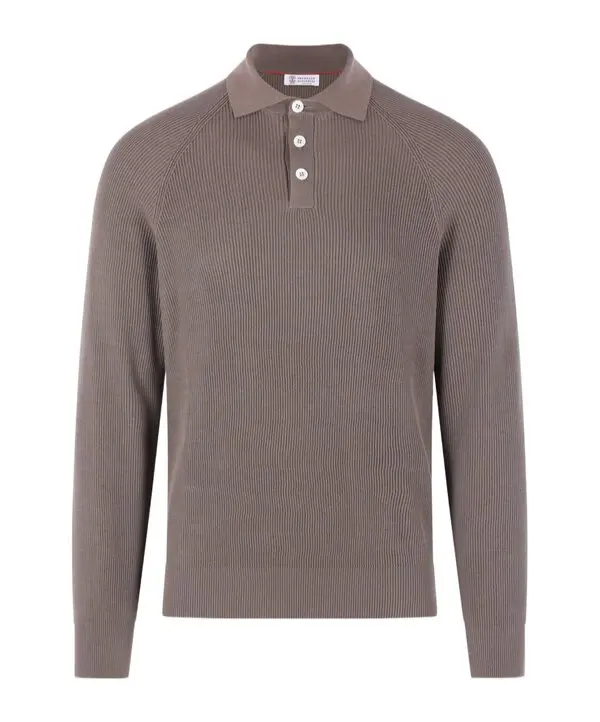 Brunello Cucinelli Long Sleeve Knitted Polo Jumper