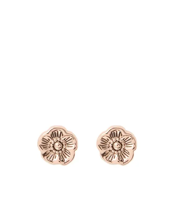 COACH Pendant Necklace And Stud Earrings Set With Flower Motif