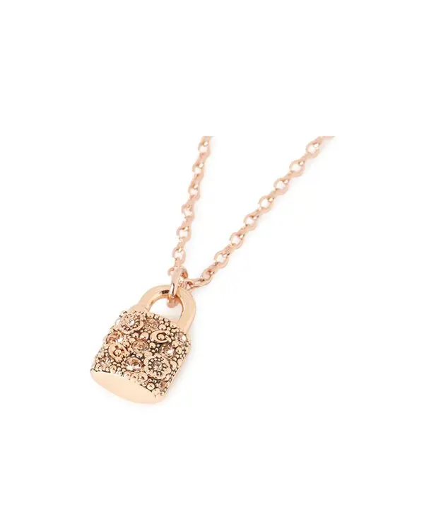 COACH Pendant Necklace And Stud Earrings Set With Flower Motif