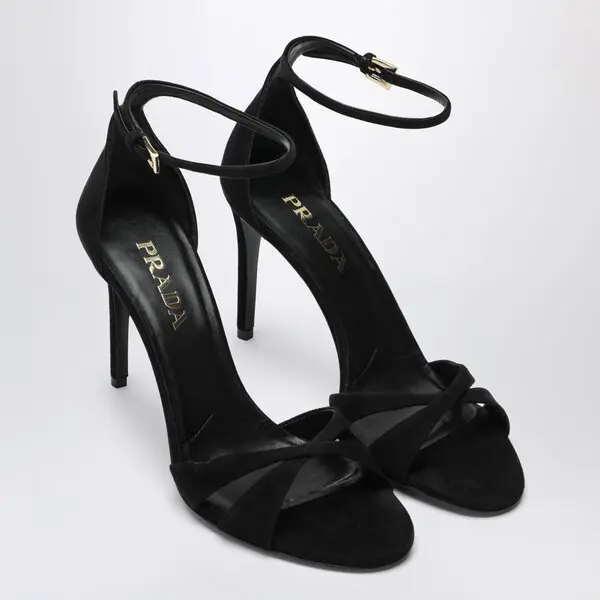 Prada Round Toe Stiletto High Heeled Sandals - Black
