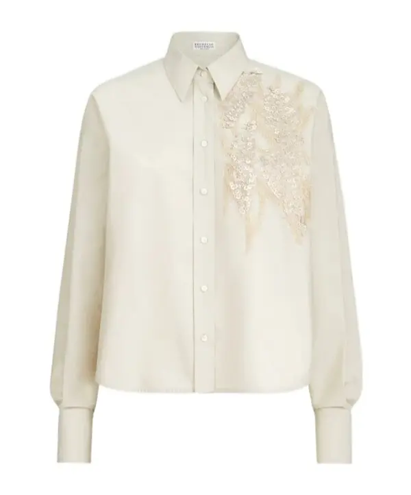 Brunello Cucinelli Embellished Long Sleeve Shirt