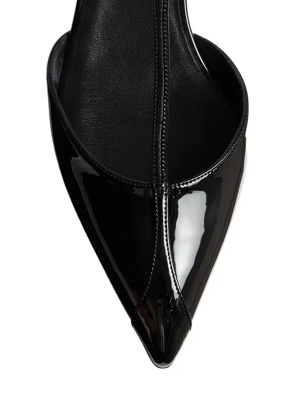 Khaite Mia Glossed Calfskin Pointed Toe Pumps - Black