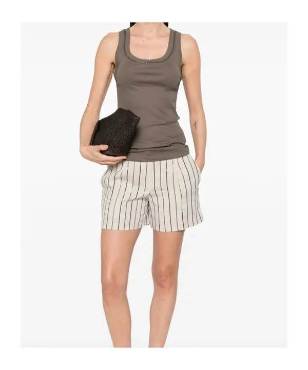 Brunello Cucinelli Beaded Ribbed Tank Top - Gray