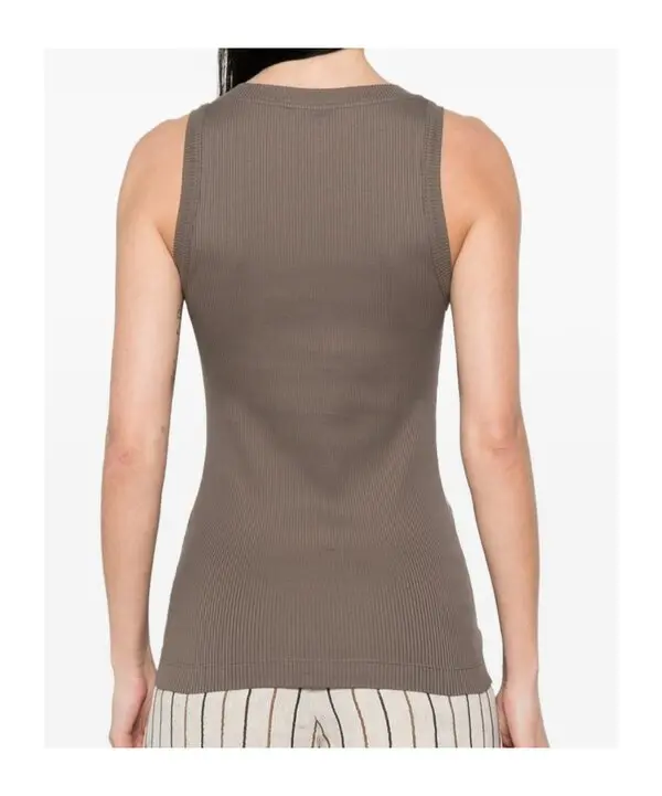 Brunello Cucinelli Beaded Ribbed Tank Top - Gray