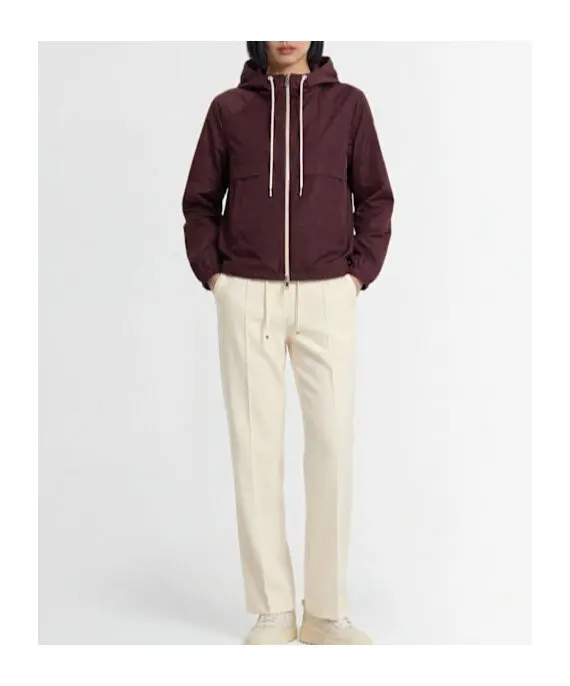 Moncler Coquelicot Hooded Nylon Casual Jacket - Red
