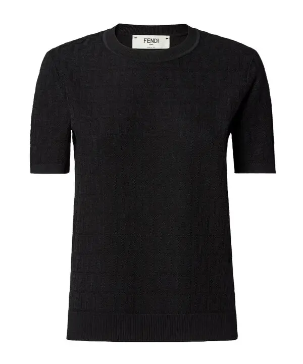 Fendi Ff Jacquard Short Sleeved Jumper - Black