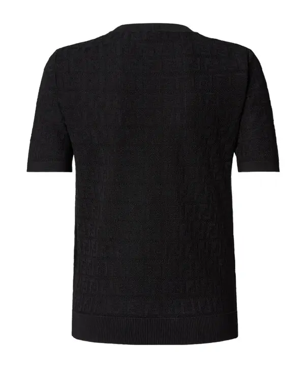 Fendi Ff Jacquard Short Sleeved Jumper - Black
