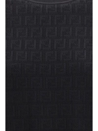 Fendi Ff Jacquard Short Sleeved Jumper - Black