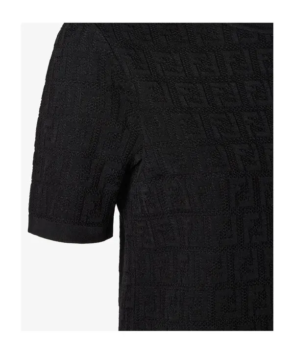 Fendi Ff Jacquard Short Sleeved Jumper - Black