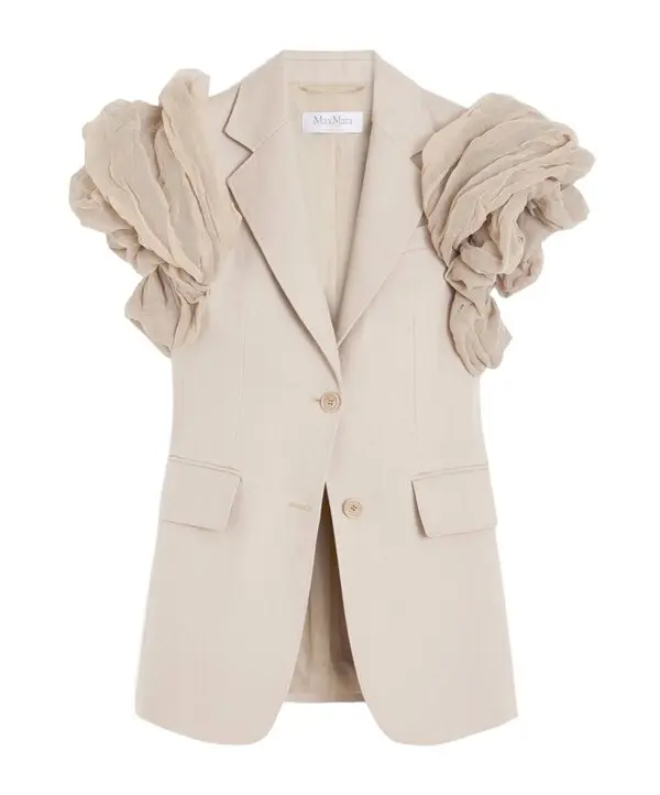 Max Mara Sabituro Sleeveless Blazer With Ruffle Embellishments