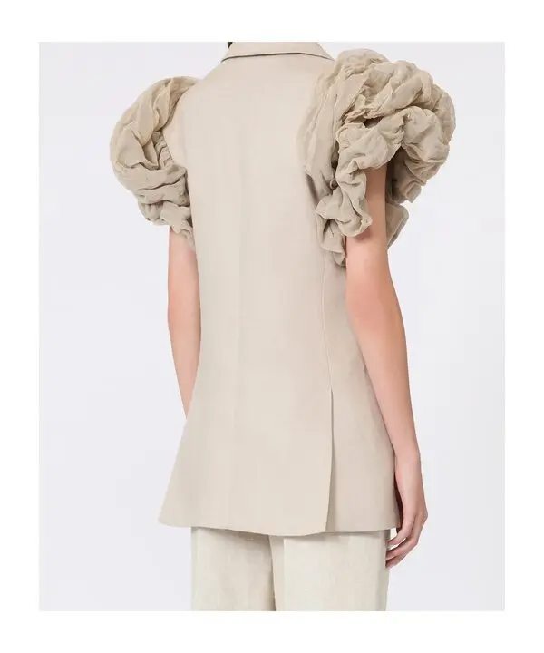 Max Mara Sabituro Sleeveless Blazer With Ruffle Embellishments