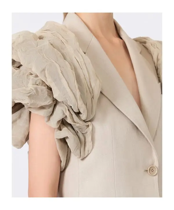 Max Mara Single-breasted Sleeveless Blazer With Ruffle Embellishments