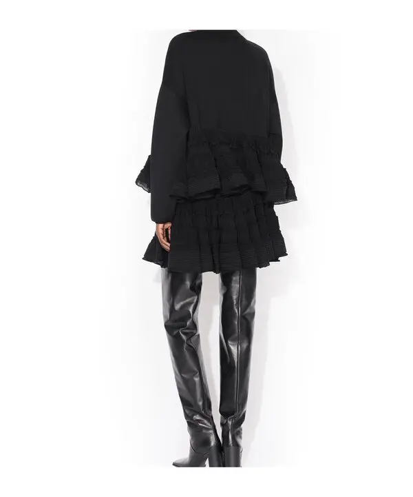 Alaïa High Neck Ruffled Hem Jumper