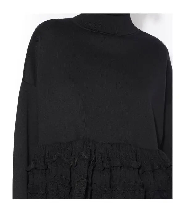 Alaïa High Neck Ruffled Hem Jumper