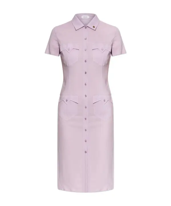 Versace Stretch Georgette Midi Dress With Medusa Hardware - No