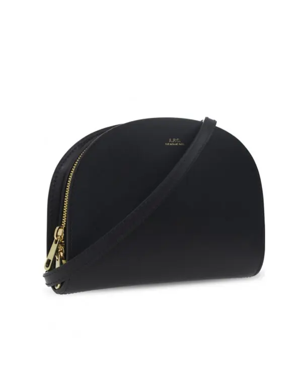 A.p.c. Demi Lune Leather Shoulder Bag - Black
