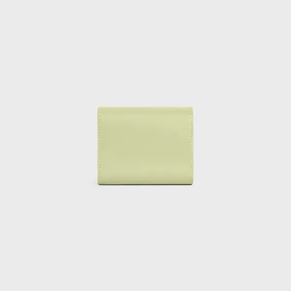 Celine Small Flap Wallet Triomphe In Shiny Calfskin - Soft Lime