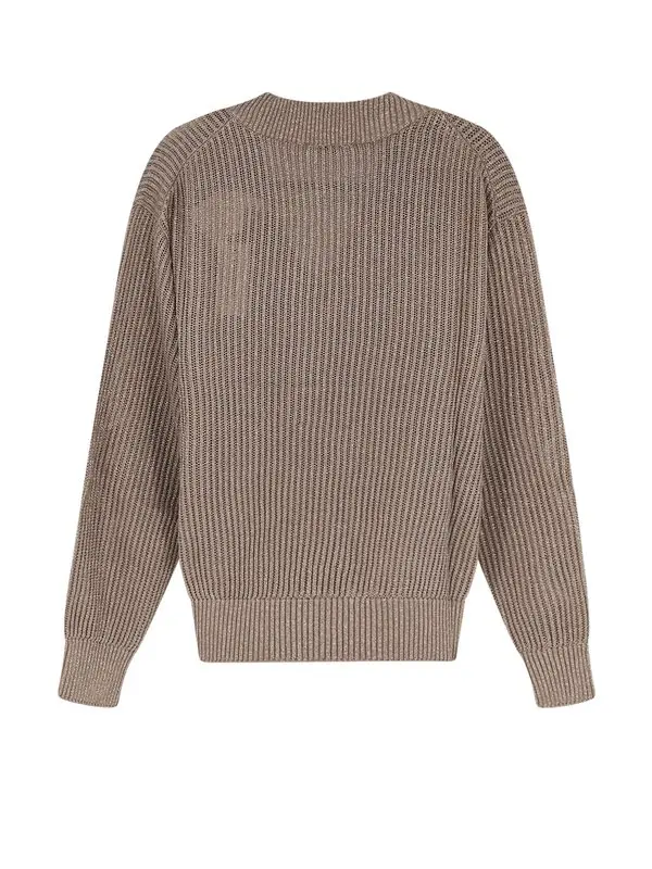Brunello Cucinelli Ribbed Knit V-neck Sweater - Walnut